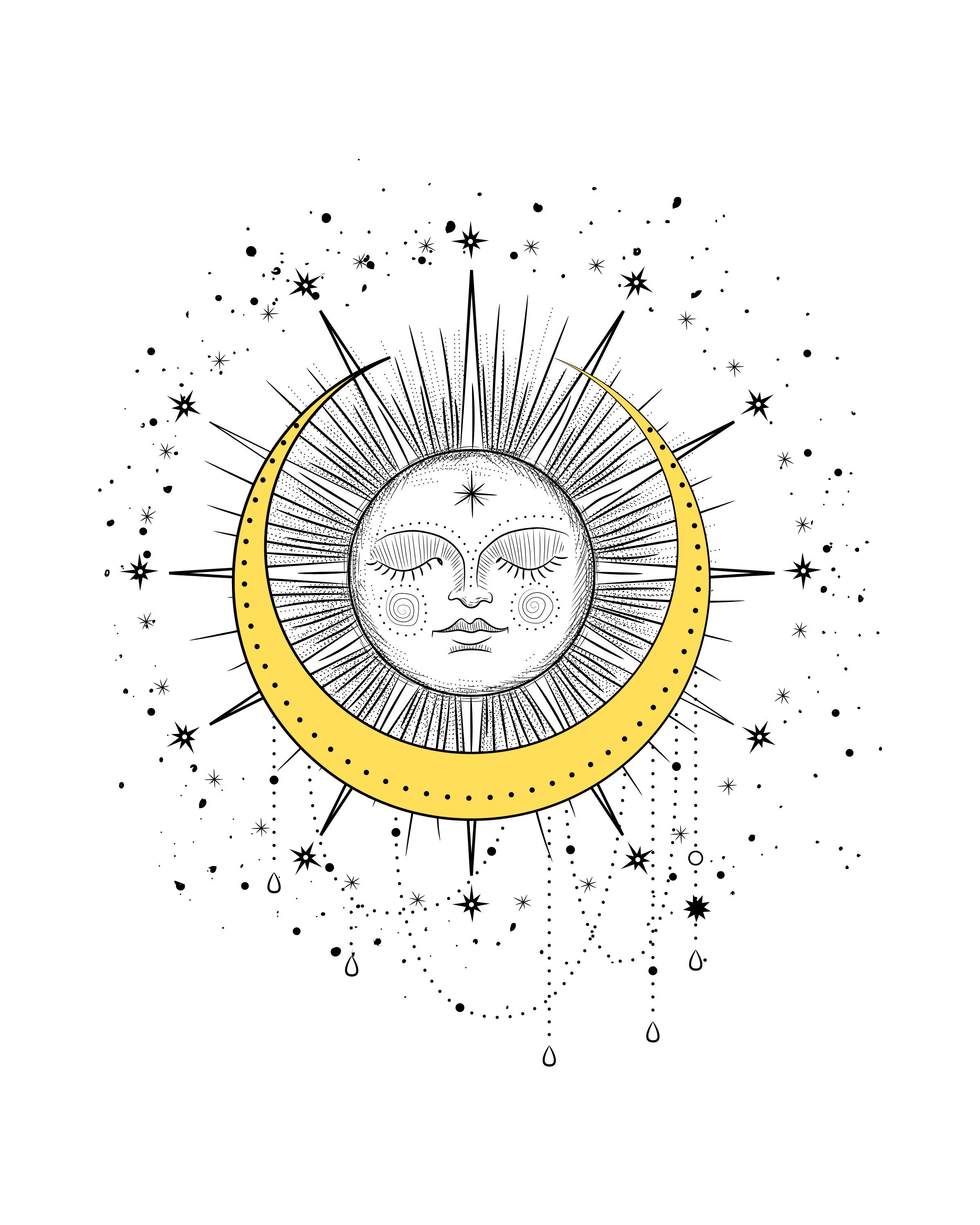 Sun, Moon and Stars Printable Wall Art Collection of 19, Zodiac ...