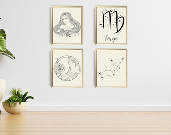 Zodiac Printable Wall Art, Minimalist Wall Art, Virgo Wall Art, Zodiac ...
