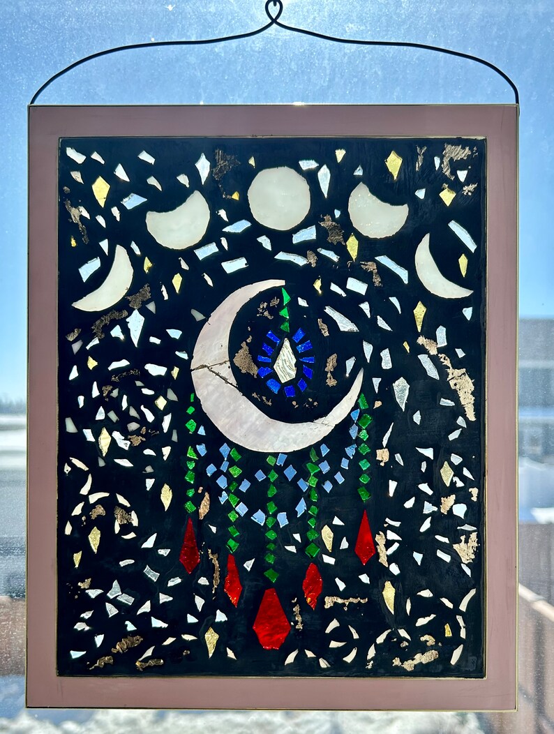 Moon Phase Stained Glass Mosaic - Etsy