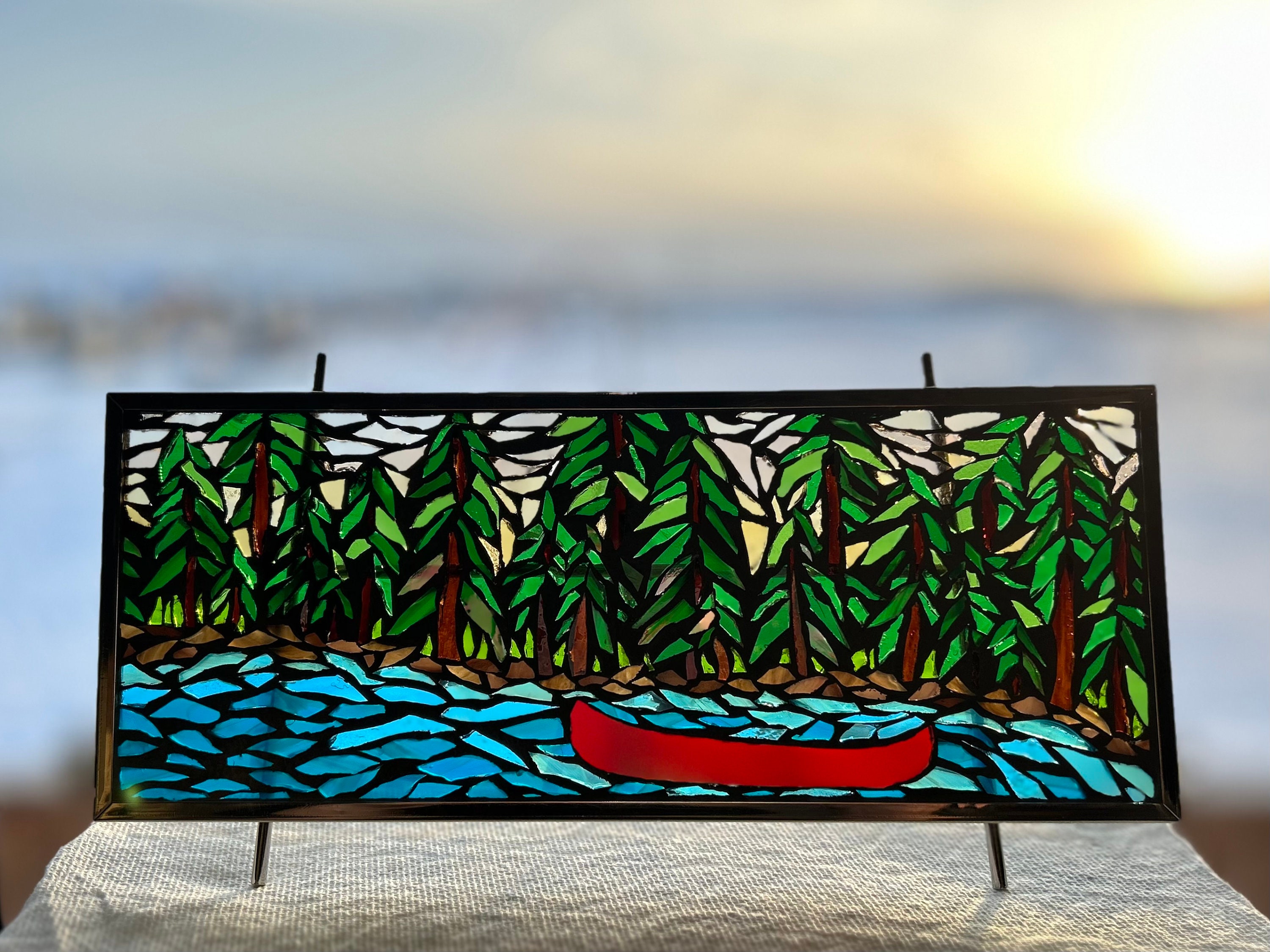 Canoe Mosaic Stained Glass - Etsy