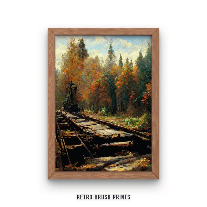 Rustic Railway in the Forest railway Poster Vintage Wall Art - Etsy