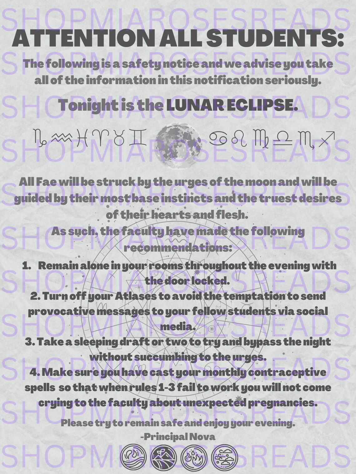 Zodiac Academy Lunar Eclipse Warning Poster DIGITAL DOWNLOAD - Etsy