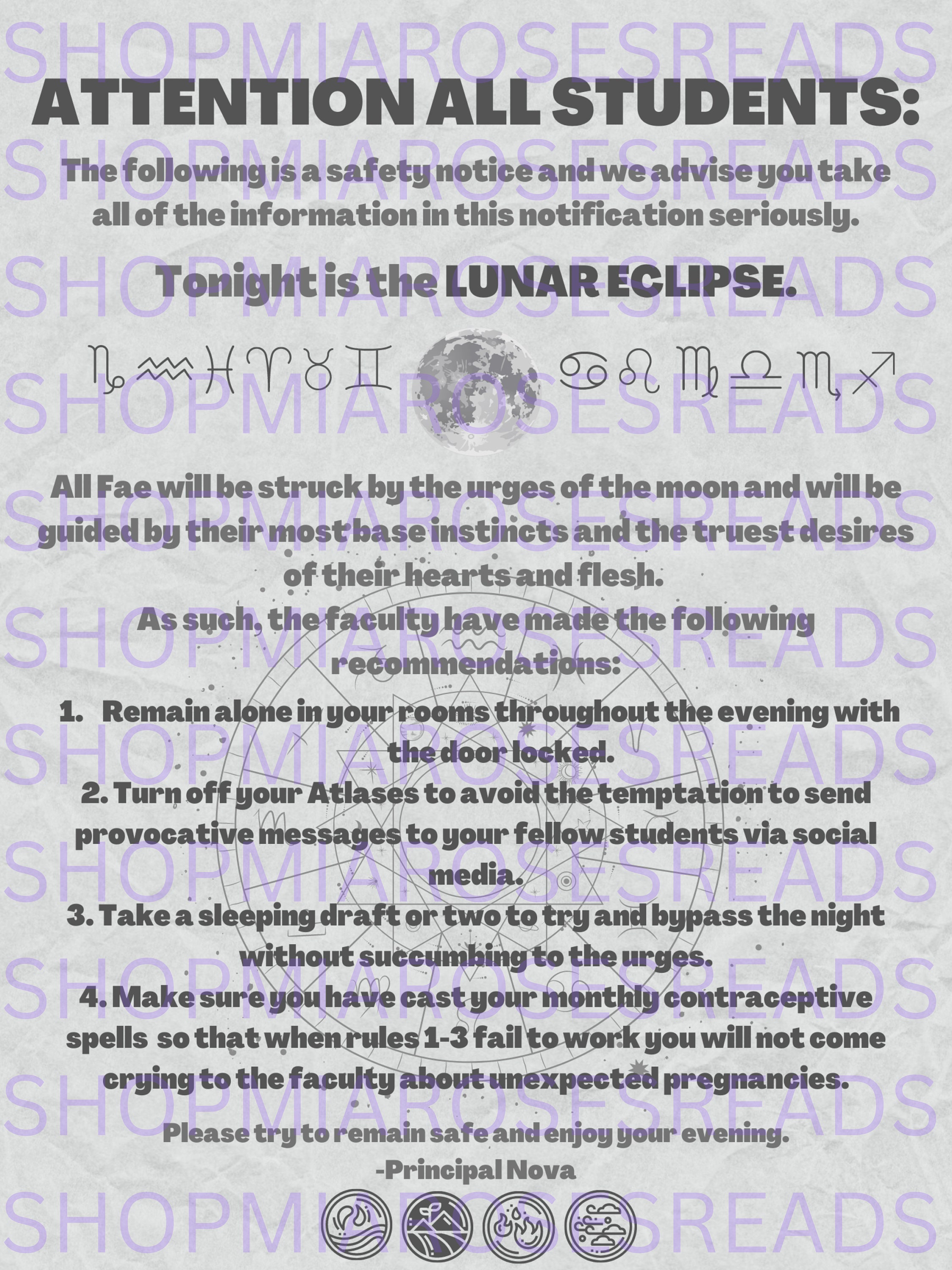 Zodiac Academy Lunar Eclipse Warning Poster DIGITAL DOWNLOAD - Etsy