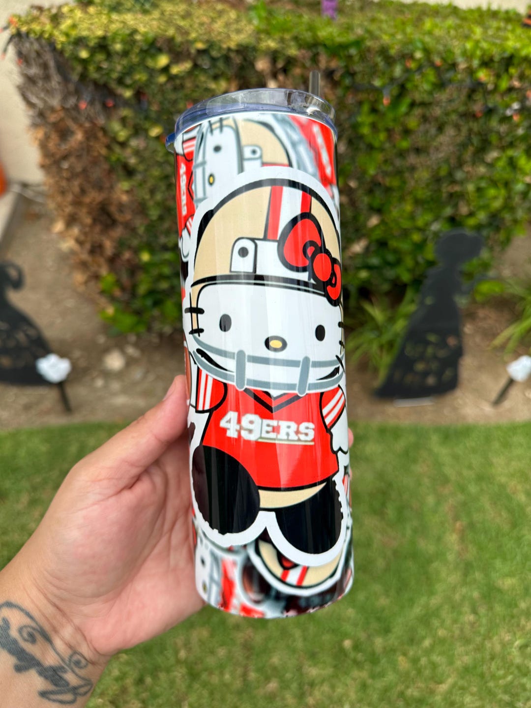 Hello Kitty 20oz Skinny Tumbler Cup With Metal Straw and Lid for Mug ...