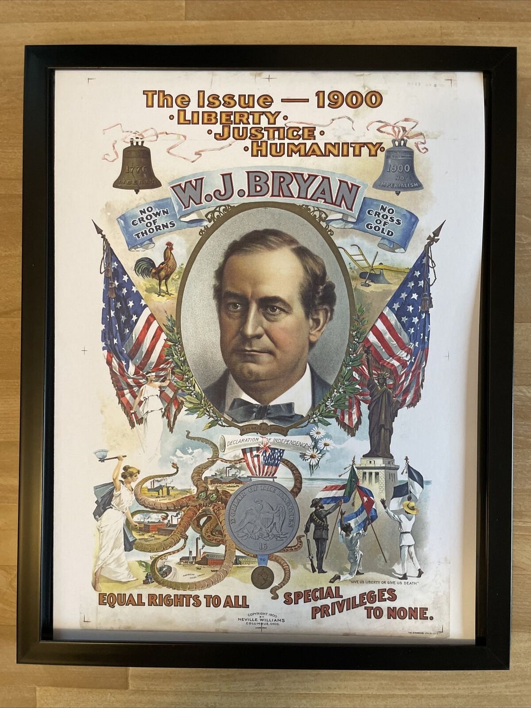 Framed Presidential Campaign Poster, William Jennings Bryan, Democrat ...