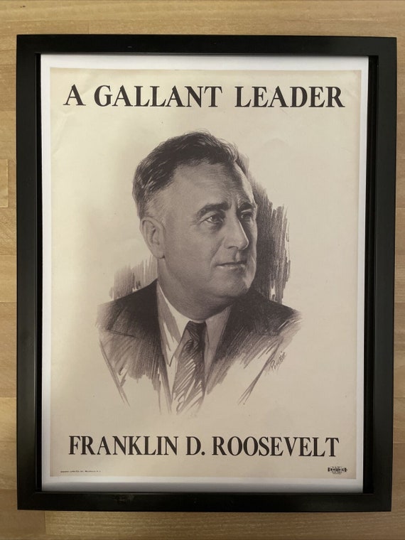 Framed Presidential Campaign Poster Franklin D Roosevelt - Etsy