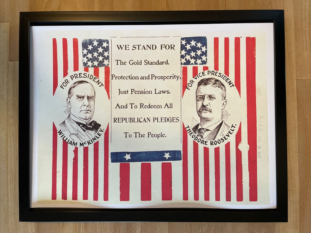 Framed Presidential Campaign Poster, William Mckinley, Republican, 1900 ...