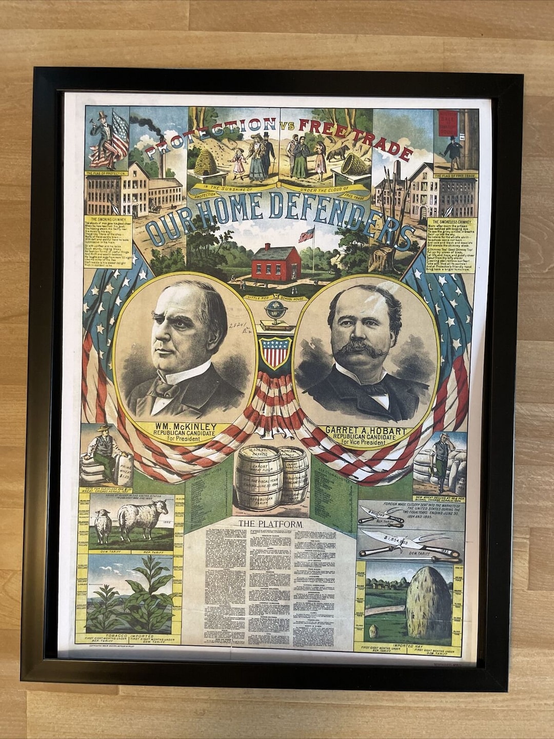 Framed Presidential Campaign Poster, William Mckinley, Republican, 1896 ...