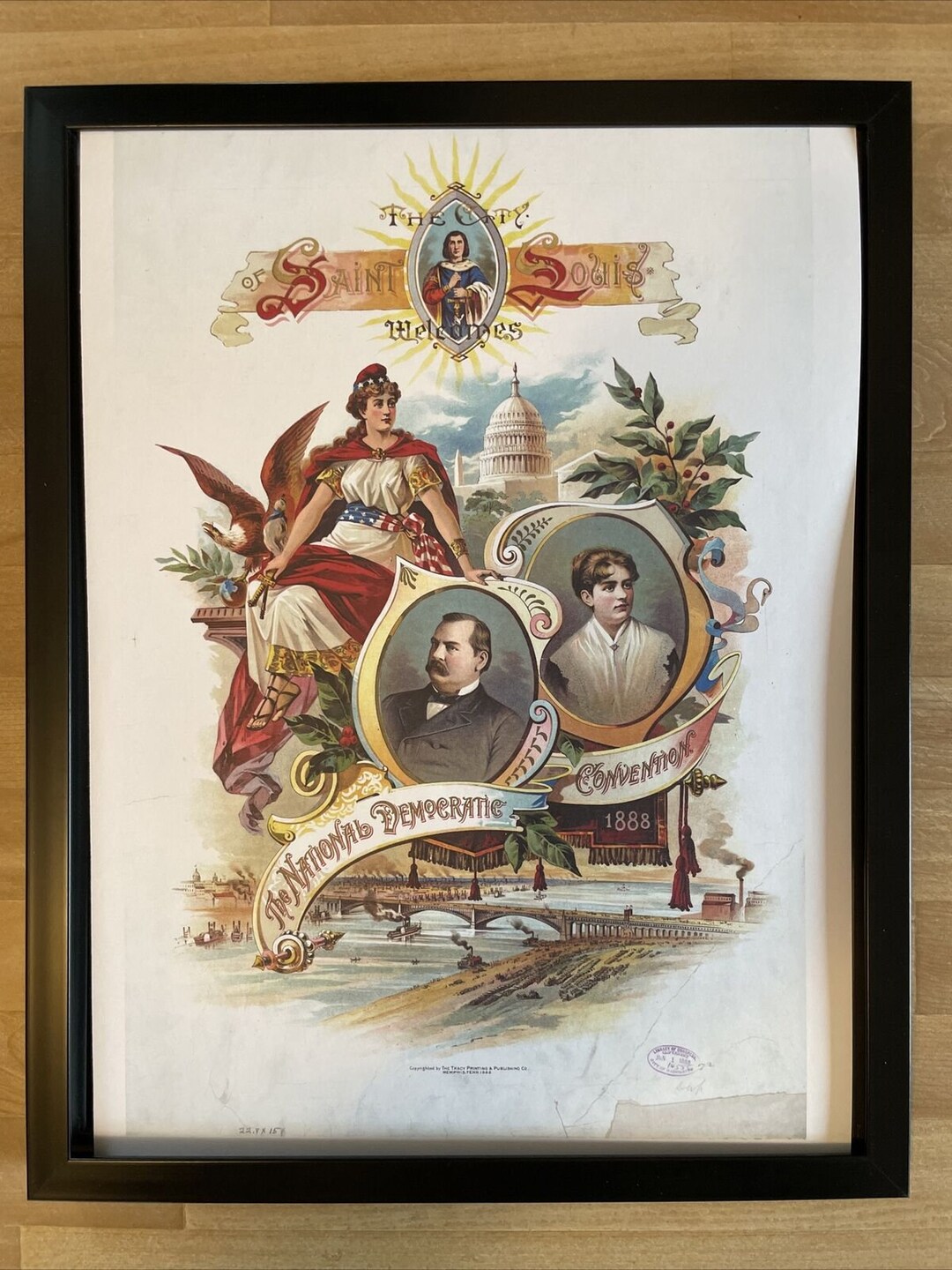 Framed Presidential Campaign Poster, Grover Cleveland, Democrat, 1888 ...