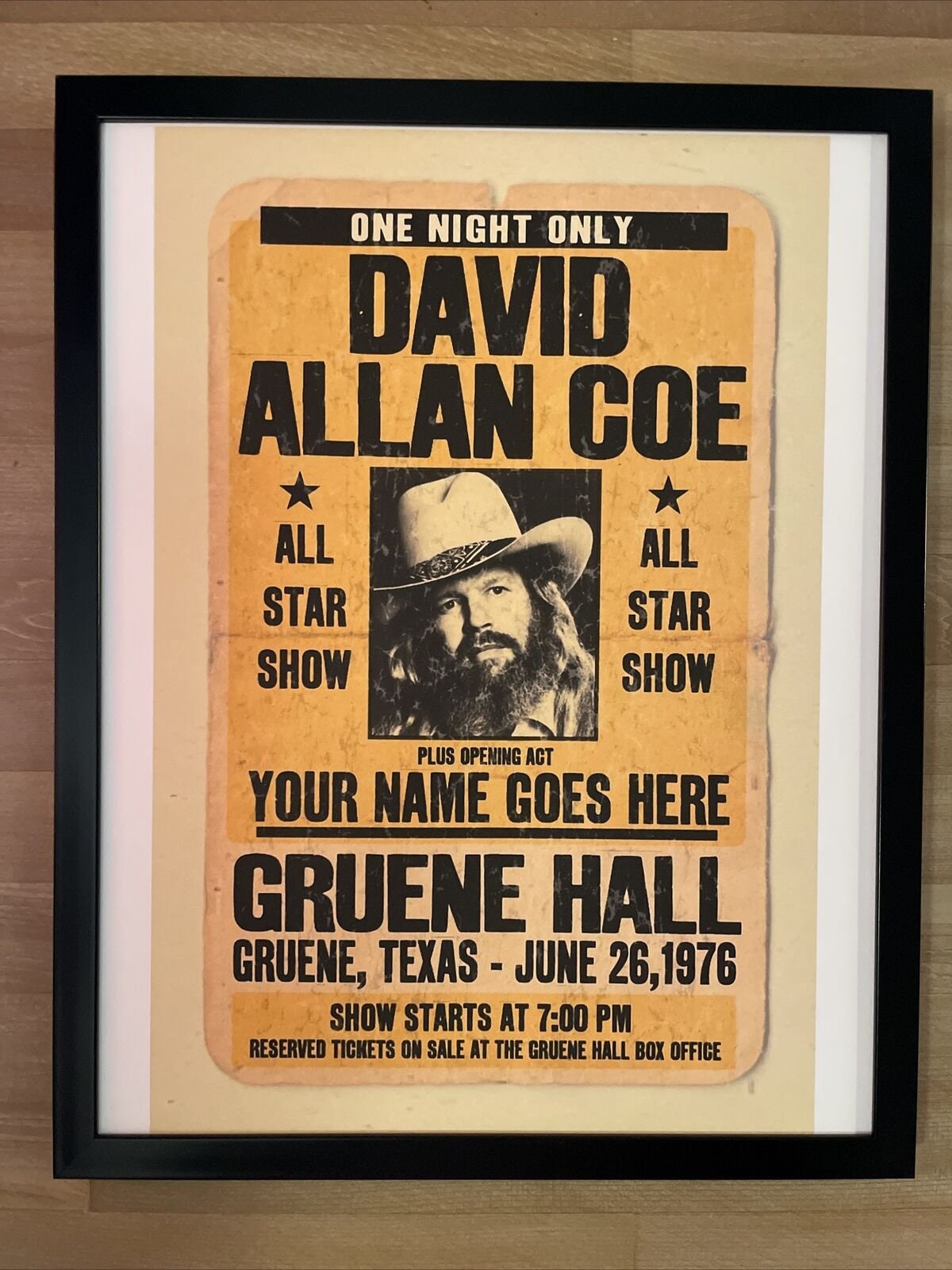 Framed David Allan Coe Poster Gruene Hall, Gruene, Texas, 1976 - Etsy