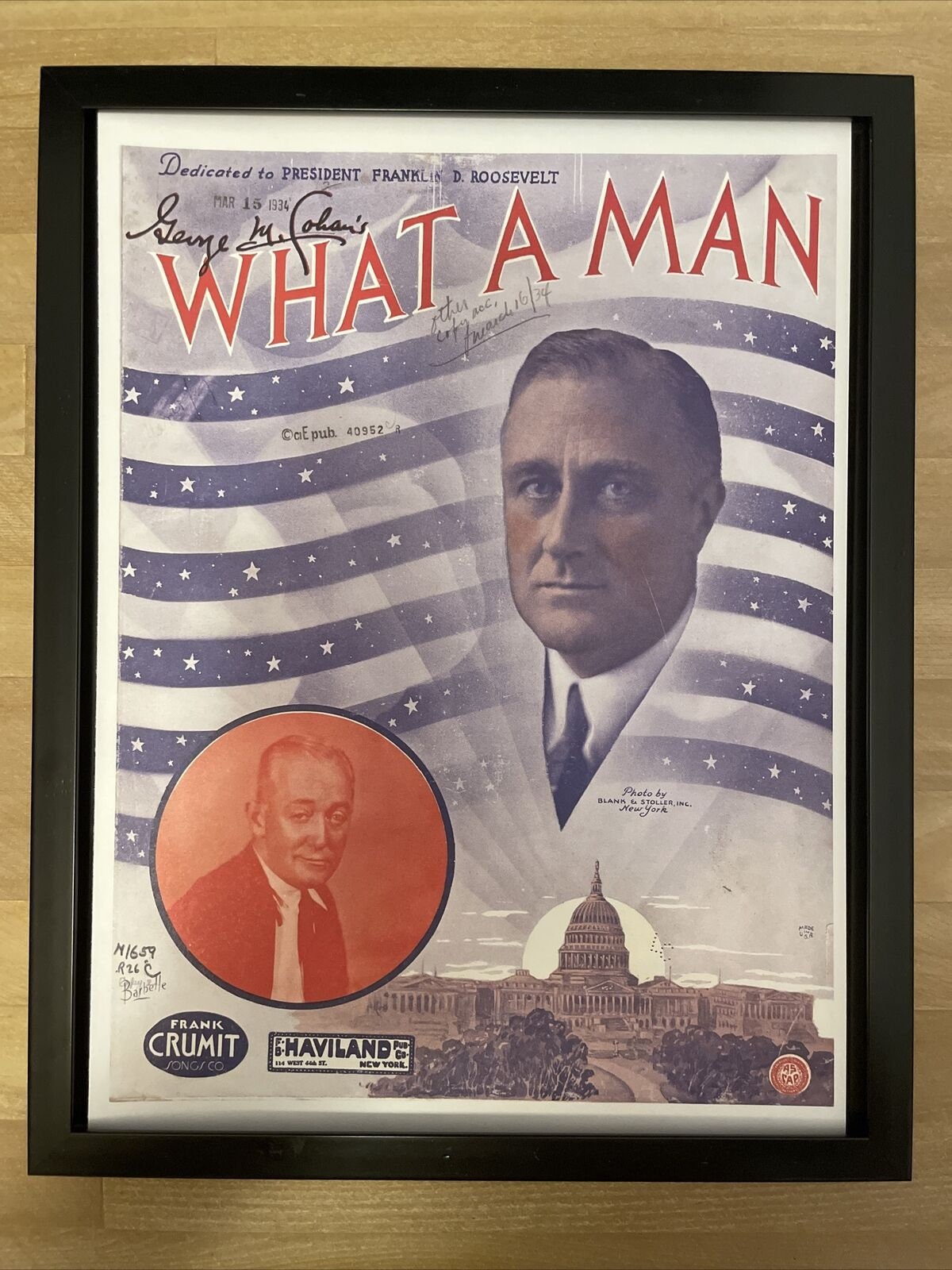 Framed Presidential Campaign Poster, Franklin D Roosevelt, Democrat ...