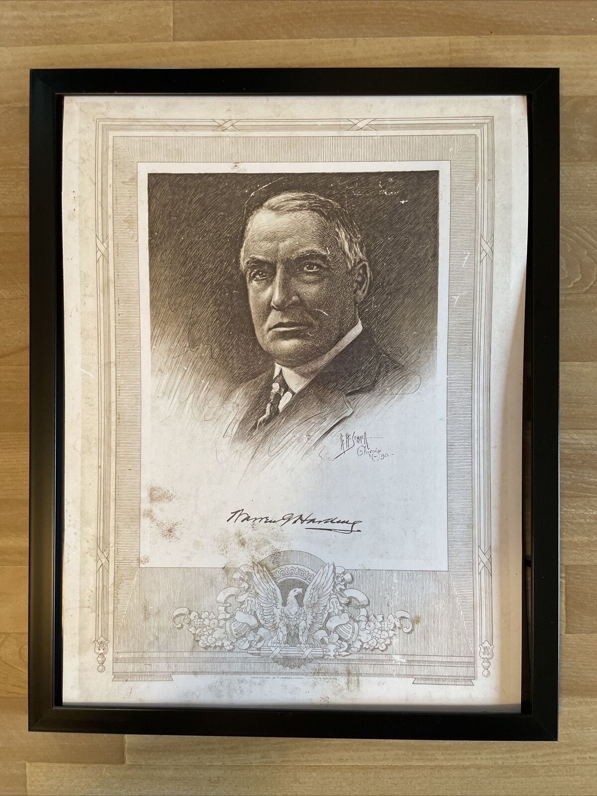 Framed Presidential Campaign Poster, Warren G Harding, Republican, 1920 ...