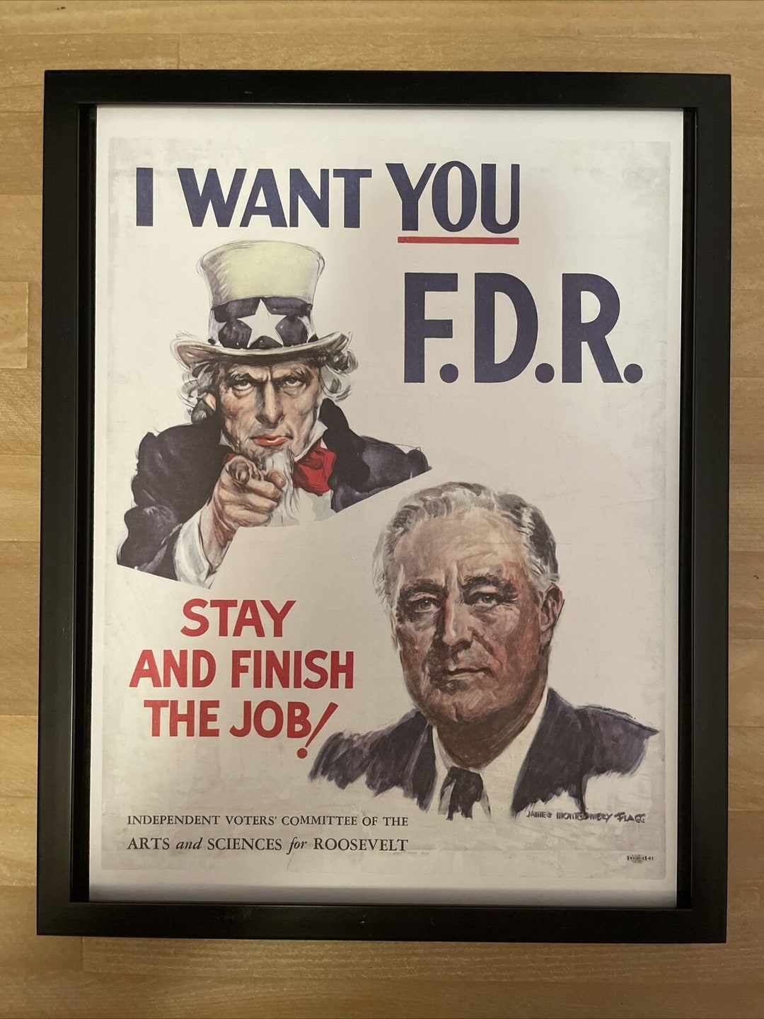 Framed Presidential Campaign Poster, Franklin D Roosevelt, Democrat ...