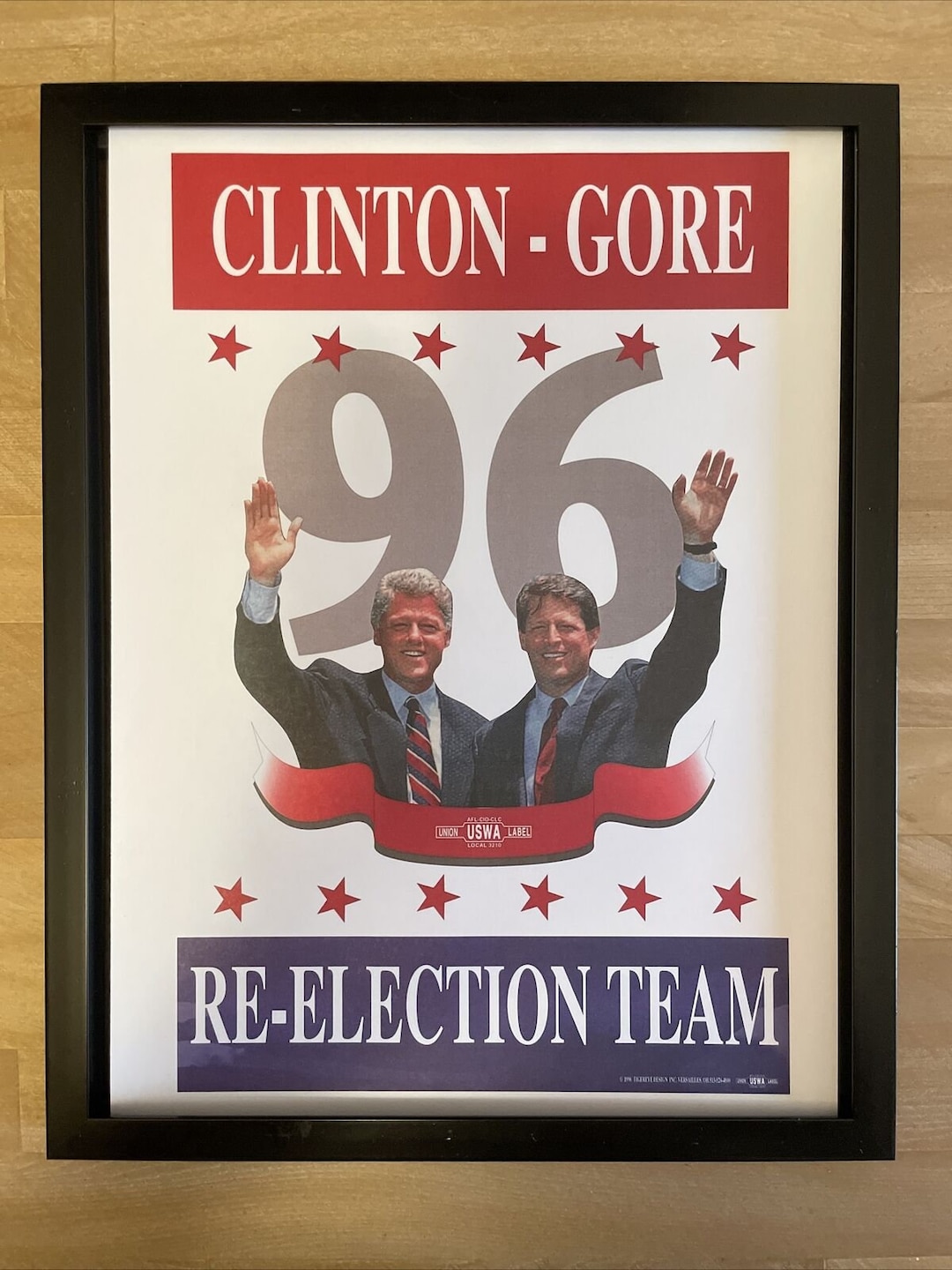 Framed Presidential Campaign Poster, Bill Clinton, Democrat, 1996 - Etsy