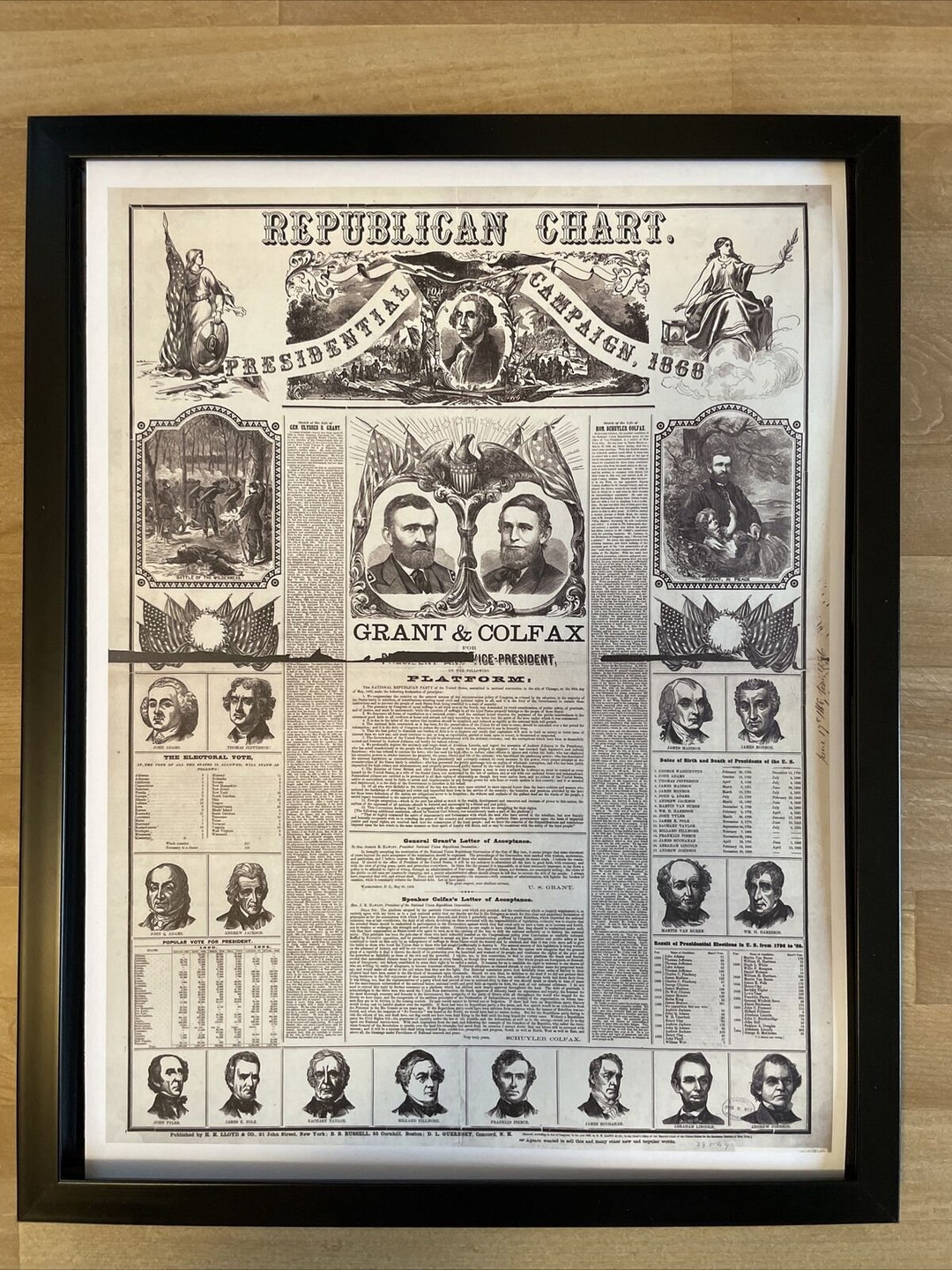 Framed Presidential Campaign Poster, the Republican Chart, 1868 - Etsy
