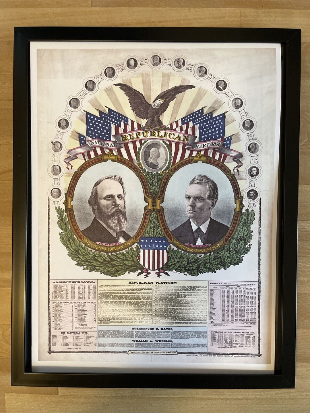 Framed Presidential Campaign Poster, Rutherford B Hayes, Republican ...