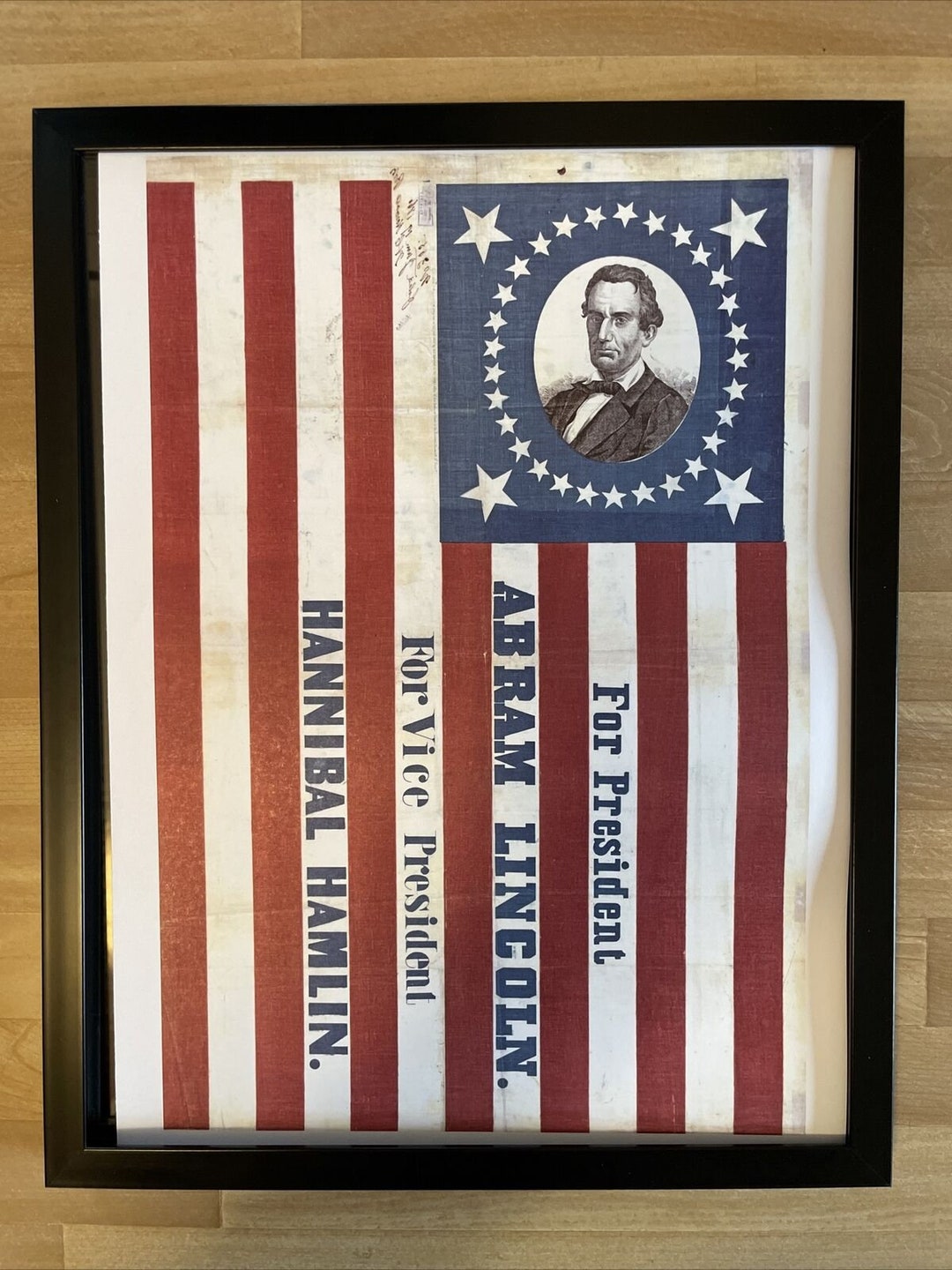 Framed Presidential Campaign Poster, Abraham Lincoln, Republican, 1860 ...