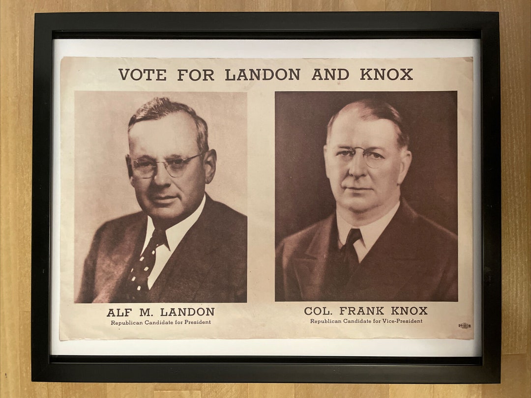 Framed Presidential Campaign Poster, Alfred Landon, Republican, 1936 - Etsy