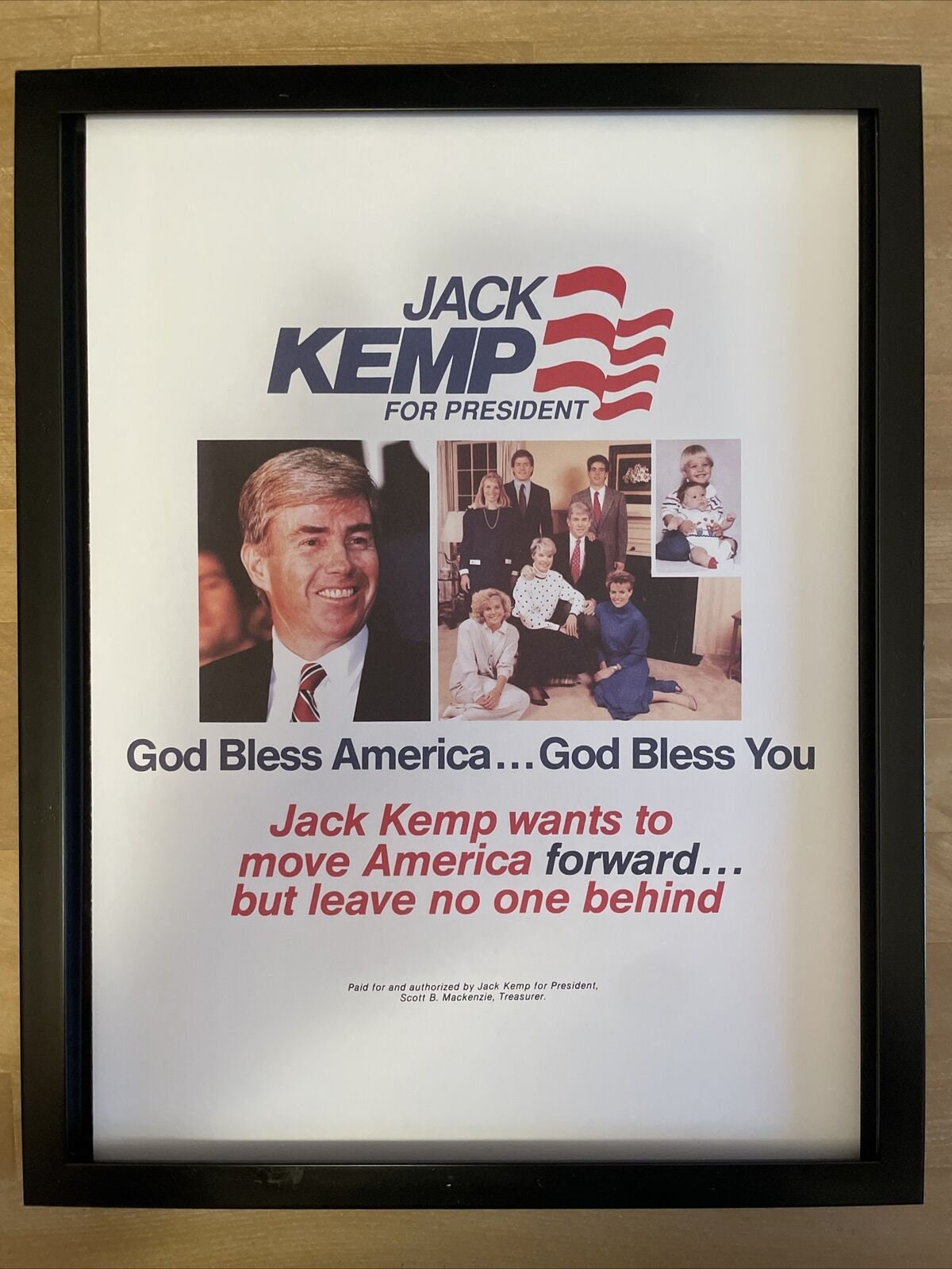 Framed Presidential Campaign Poster, Jack Kemp, 1988 - Etsy