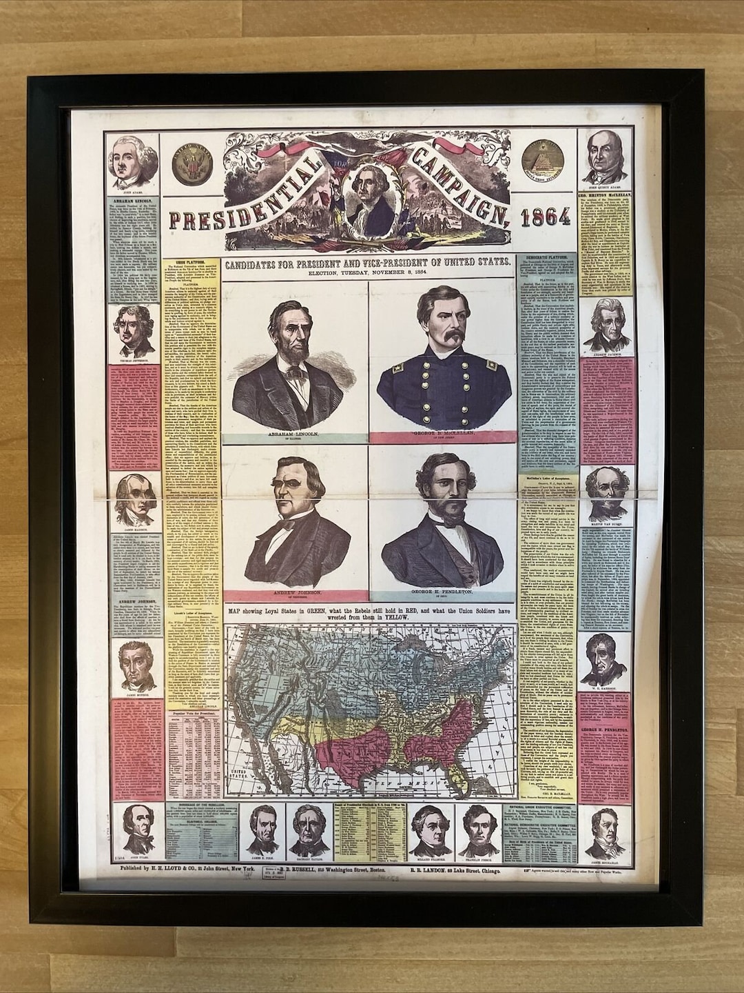 Framed Presidential Campaign Poster, Candidates for 1864 Election - Etsy
