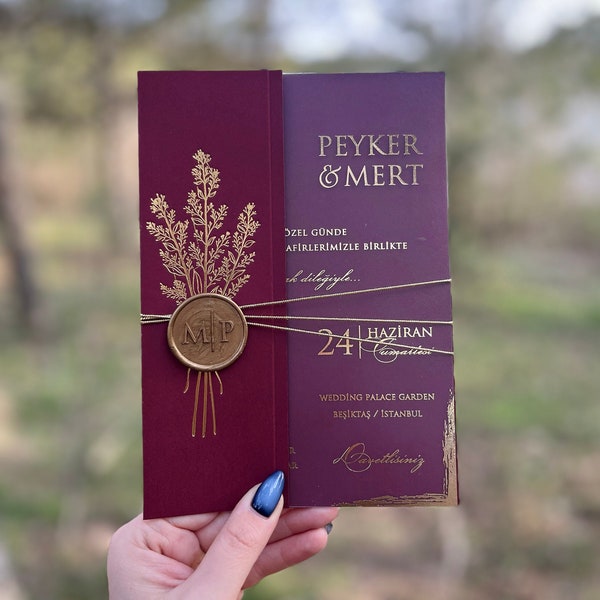 Burgundy Wedding Invitation - Etsy