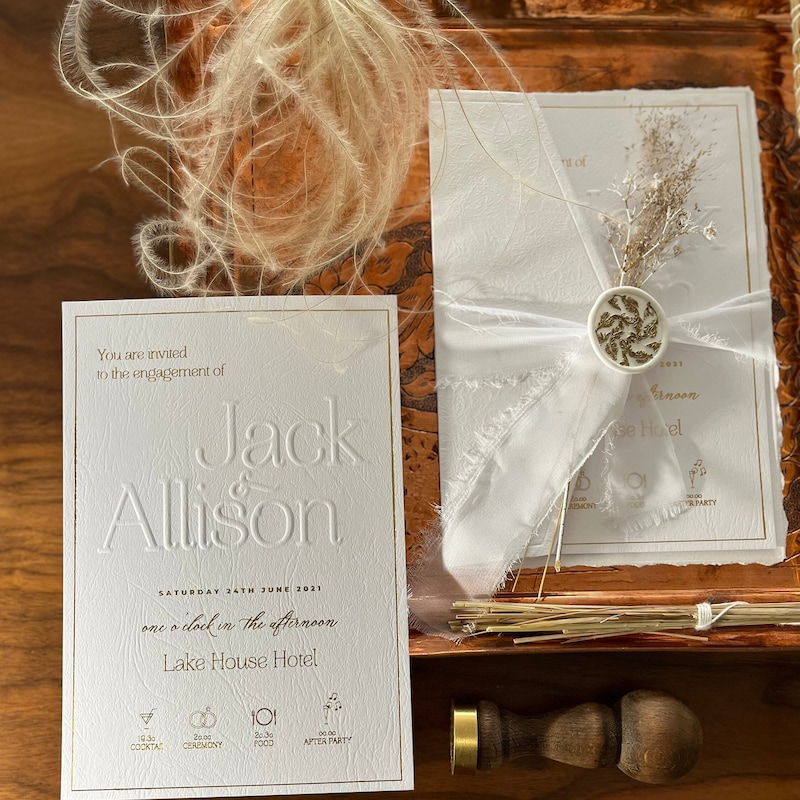 Embossed Wedding Invitations - Etsy