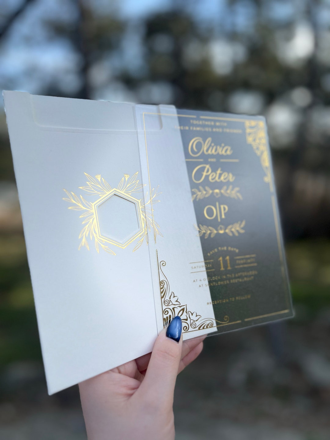 Acrylic Wedding Invitation, Invitation Card With Gold Gilded Window ...