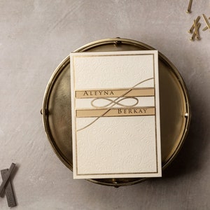 Cream Wedding Invitation, Premium Textured Paper Envelope, Gold Frame ...