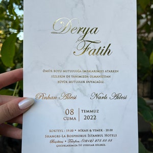 Invitation Card With Powder Envelope, Marble Pattern Envelope, Gold ...