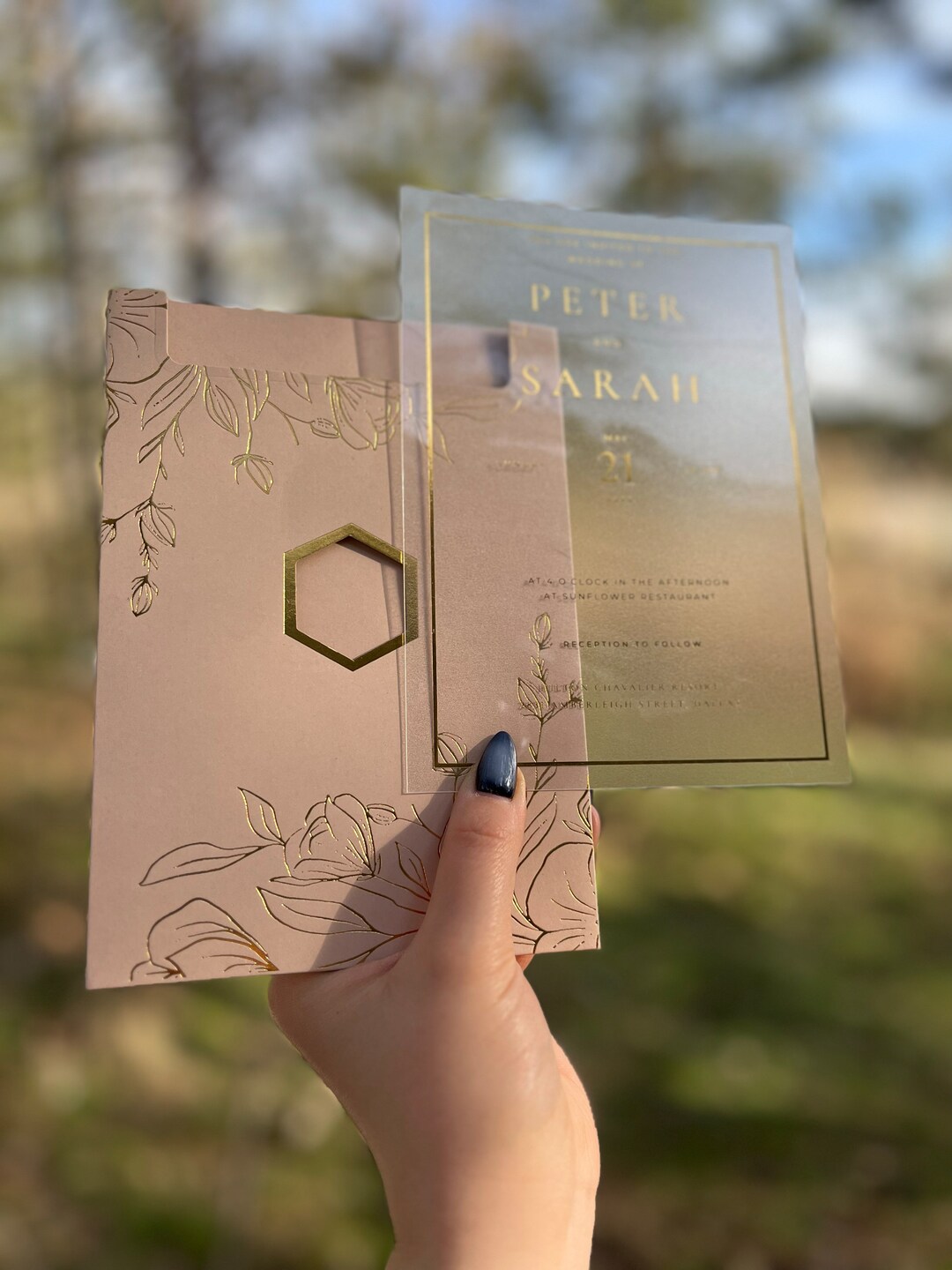 Blush Pink Invitation Card, Blush Pink Envelope, Gold Invitation With ...