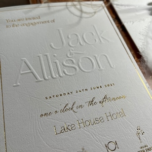 Handmade Embossed Wedding Invitation: Gold Gilding & Floral Seal - Etsy