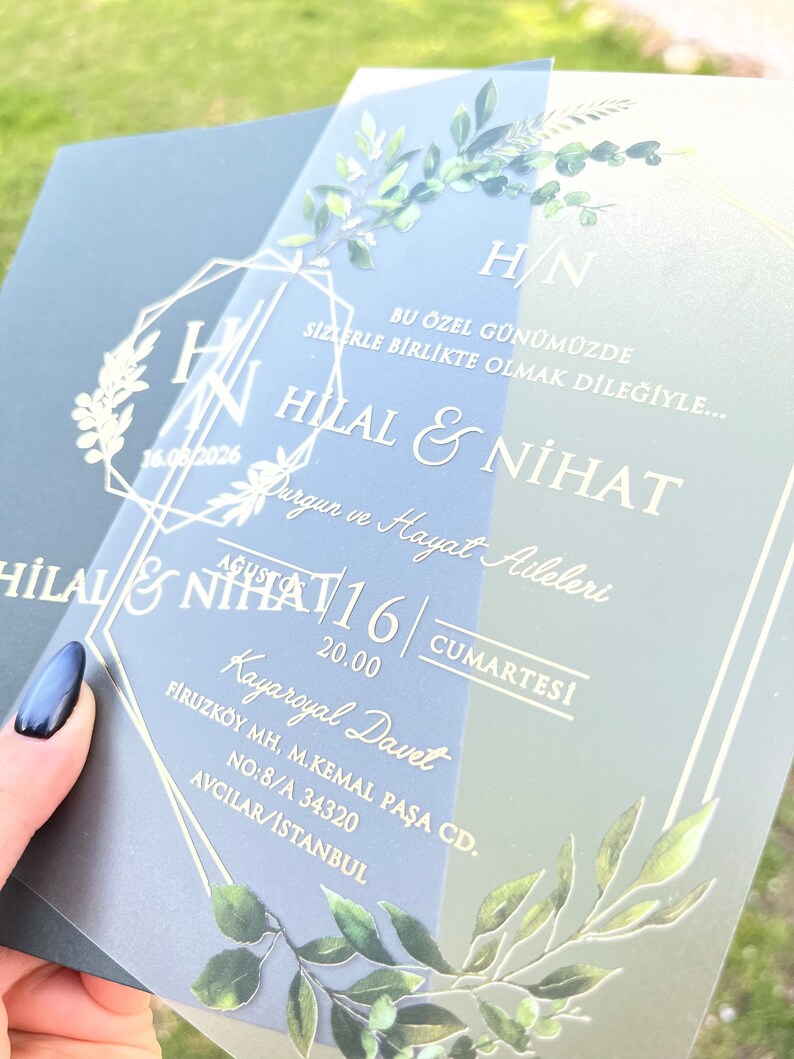 Geometric and Leaf Patterned Invitation Card Green Envelope - Etsy