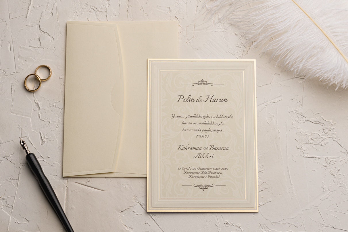 Cream Wedding Invitation Luxury Marriage Invitation - Etsy