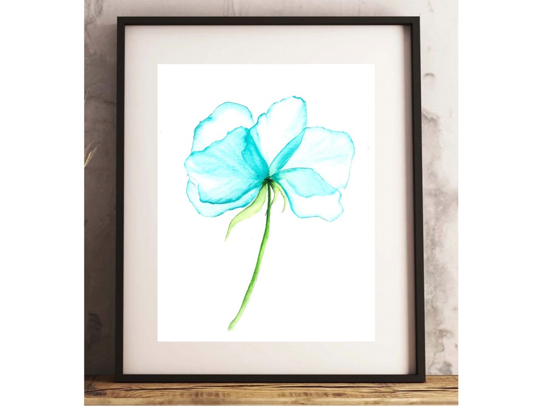 Blue Flower Print Flowers Print Transparent Flower Art Abstract Flowers ...