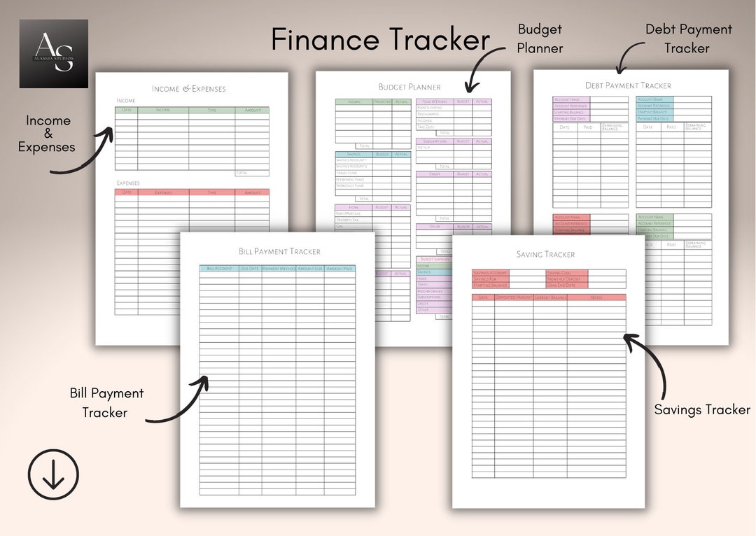 Finance Tracker - Printable or Edit Digitally PDF - Two Sizes A4 and A5 ...
