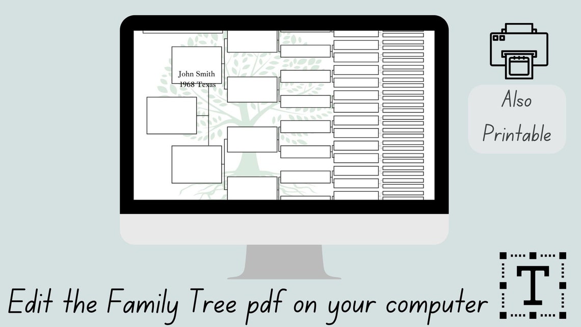 Blank Printable A4 Family Tree Template - 6 Generations - Etsy