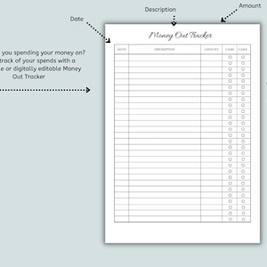 Printable or Edit Digitally PDF - Money Out Tracker - Bills and Budget ...