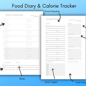 Food Diary & Calories Tracker - Printable or Edit Digitally PDF - in ...