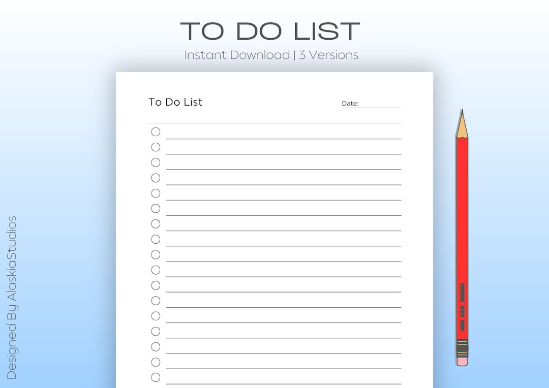 To Do List - 3 Versions & Fillable A4 Pdf Version - Etsy