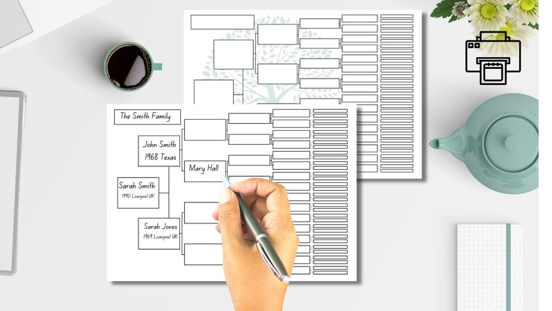 Blank Printable A4 Family Tree Template 6 Generations - Etsy Australia