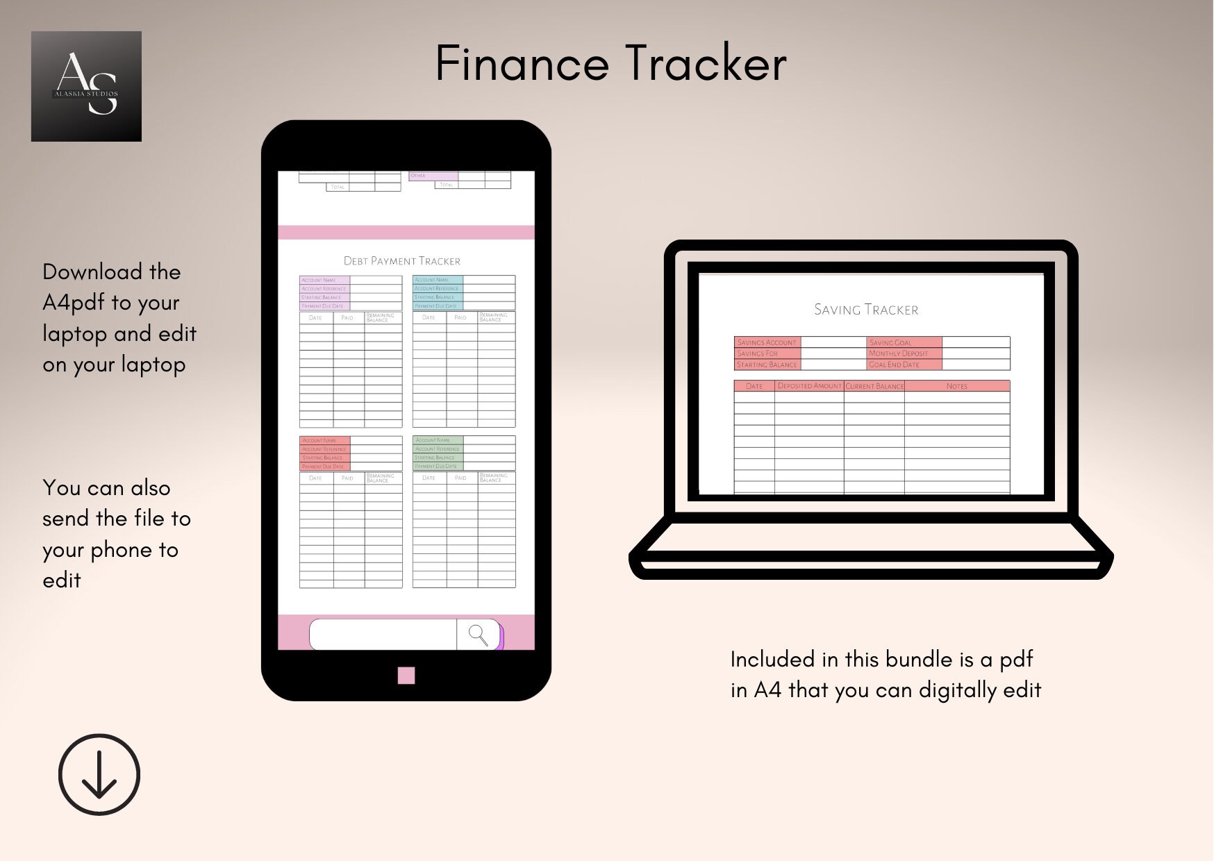 Finance Tracker Printable or Edit Digitally PDF Two Sizes - Etsy