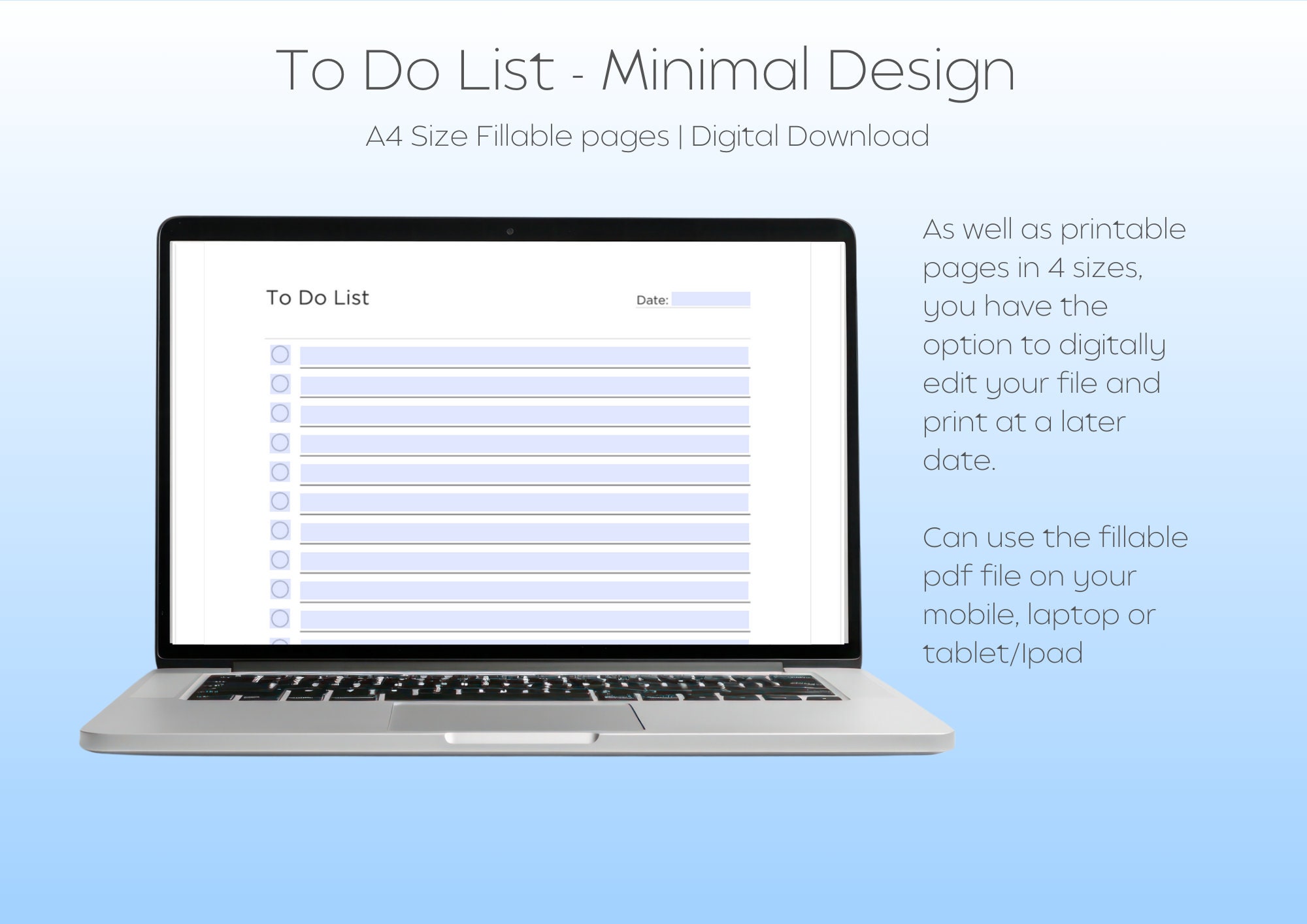 To Do List - 3 Versions & Fillable A4 Pdf Version - Etsy
