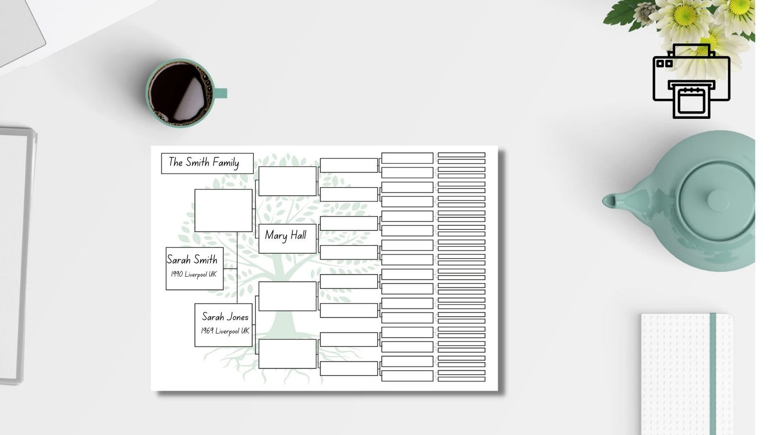 Blank Printable A4 Family Tree Template - 6 Generations - Etsy
