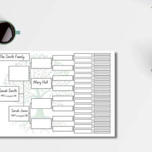 Blank Printable A4 Family Tree Template - 6 Generations - Etsy