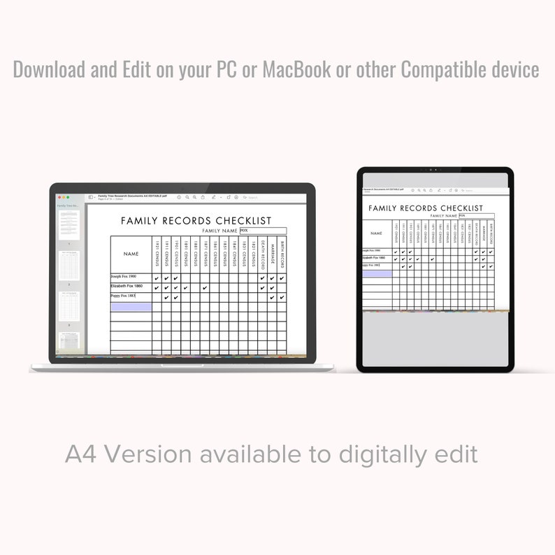 Family Tree Research Editable Pdf- Printable Genealogy Templates ...