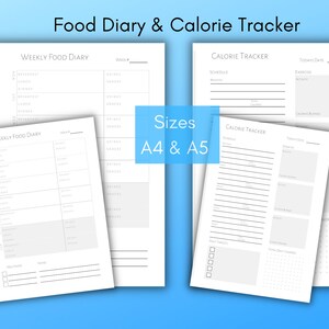 Food Diary & Calories Tracker - Printable or Edit Digitally PDF - in ...