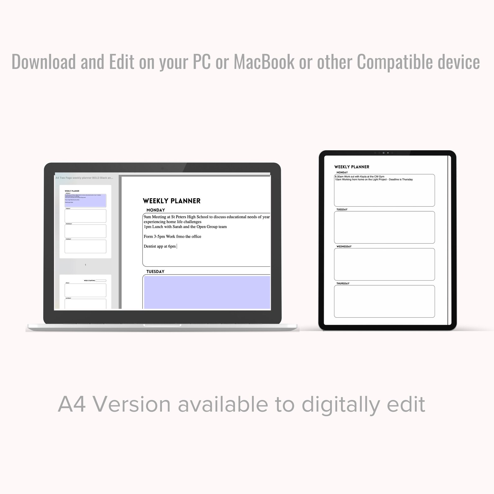 Two Page Weekly Planner - BOLD and Minimalistic Design - Simple Way to ...