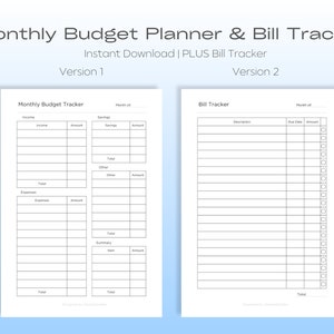 Monthly Budget Planner & Bill Tracker - A4, A5, Half US Letter and US ...