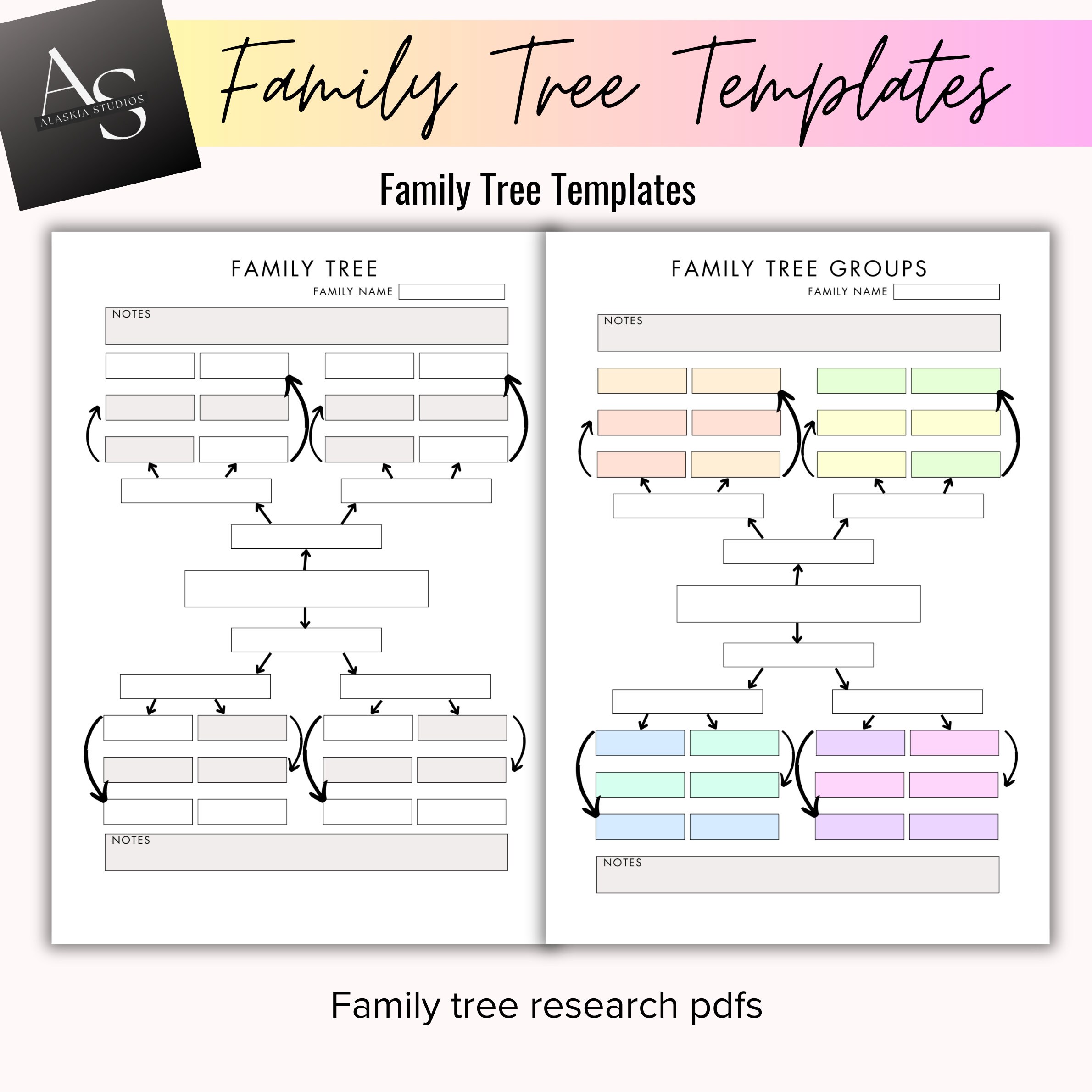 Family Tree Research Editable Pdf- Printable Genealogy Templates ...