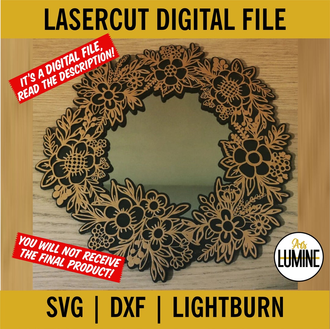 Digital Cutting File - Floral Frame With Mirror - Etsy